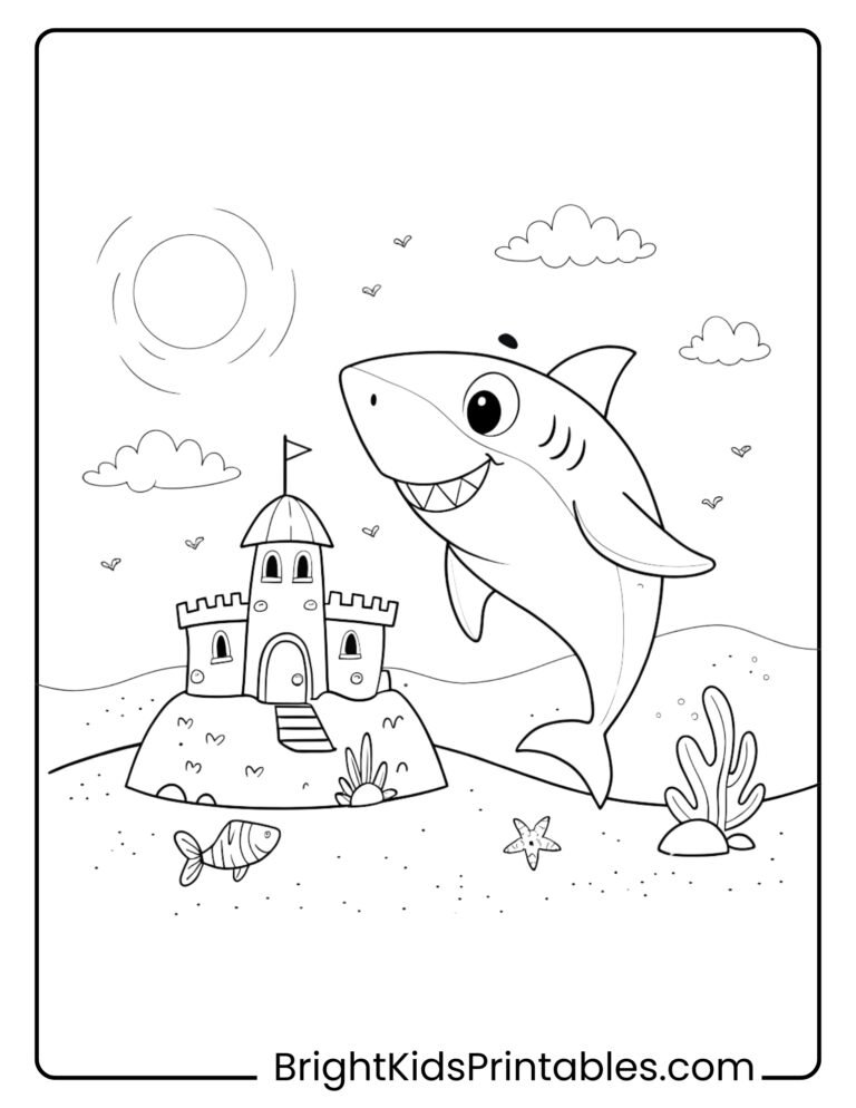Shark Coloring Pages For Kids Printable - Bright Kids Printables